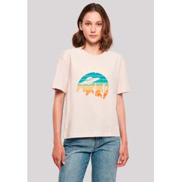 T-Shirt F4NT4STIC "I Believe UFO Alien Sonnenuntergang", Damen, Gr. L, pink, Obermaterial: 100% Baumwolle, oversize, Rundhals, ohne B&uuml;ndchen, Shirts T-Shirt, Premium Qualit&auml;t