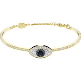 Armreif Swarovski "Symbolica Böser Blick Magisches Auge" Gr. L, blau (gelbgoldfarben, blau, schwarz, kristallweiß, blau, schwarz, kristallweiß), Armbänder, Damen, L, Metall, mit Swarovski Kristall