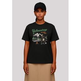 T-Shirt F4NT4STIC "US National Parks Yellowstone Bear Playing Banjo", Damen, Gr. S, off schwarz, Obermaterial: 100% Baumwolle, oversize, Rundhals, ohne B&uuml;ndchen, Shirts T-Shirt, Premium Qualit&auml;t