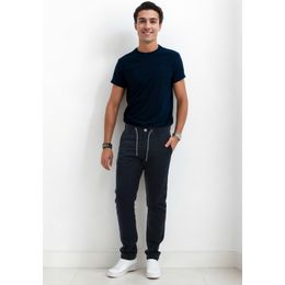 Stoffhose INDICODE "Inboris", Herren, Gr. Gr&ouml;&szlig;e S - Gr. S, Normalgr&ouml;&szlig;en, blau (navy), 55% Leinen, 45% Baumwolle, Hosen Stoffhose, mit innen liegendem Kordelzug
