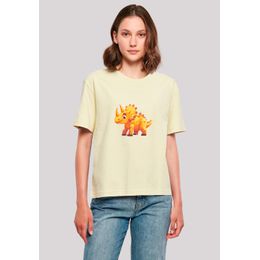 T-Shirt F4NT4STIC "S&uuml;&szlig;er Triceratops Dinosaurier", Damen, Gr. L, gelb (softgelb), Obermaterial: 100% Baumwolle, oversize, Rundhals, ohne B&uuml;ndchen, Shirts T-Shirt, Premium Qualit&auml;t
