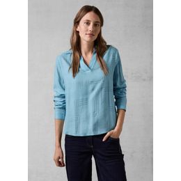 Langarmbluse Cecil, Damen, Gr. XL (44), blau (turquoise melange), Stoff, 100% Viskose, gemustert, normal normal, V-Ausschnitt, B&uuml;ndchen, Blusen, in Melange Optik