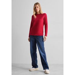 Langarmshirt Cecil, Damen, Gr. XL (44), rot (granita rot), Web, 70% Baumwolle, 27% Polyester, 3% Elasthan, bedruckt, normal normal, Rundhals, Bündchen, Shirts, aus Baumwolle mit Stretchante