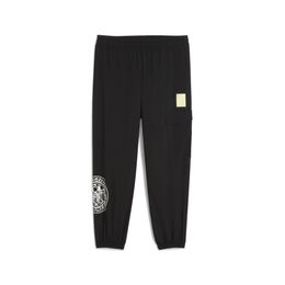 Sporthose Puma "Puma x HOT WHEELS&trade; MONSTER TRUCKS Cargohose Jungen", M&auml;dchen, Gr. 116, Normalgr&ouml;&szlig;en, schwarz, 100% Polyester, bedruckt, relaxed fit, Hosen Sporthose