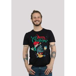 T-Shirt F4NT4STIC "Arielle die Meerjungfrau Weihnachten", Herren, Gr. L, schwarz, Obermaterial: 100% Baumwolle, regular fit, Rundhals, ohne Bündchen, Shirts, Print