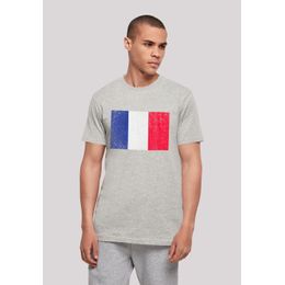 T-Shirt F4NT4STIC "Frankreich Flagge France distressed", Herren, Gr. L, grau (erdgrau), Obermaterial: 100% Baumwolle, regular fit, Rundhals, ohne Bündchen, Shirts, Print
