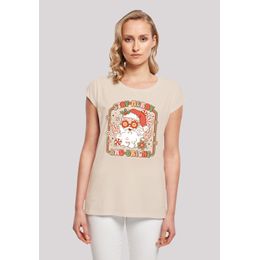 T-Shirt F4NT4STIC "Stay Merry And Bright Hippie Santa", Damen, Gr. 4XL, wei&szlig; (sandwei&szlig;), Obermaterial: 100% Baumwolle, regular fit, Rundhals, ohne B&uuml;ndchen, Shirts T-Shirt, Premium Qualit&auml;t, Weihnachts-Kollection
