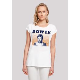T-Shirt F4NT4STIC "David Bowie Orange Stripes", Damen, Gr. 4XL, weiß, Obermaterial: 100% Baumwolle, regular fit, Rundhals, ohne Bündchen, Shirts, Print