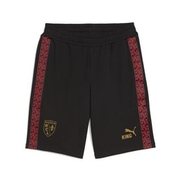 Sporthose Puma "RC Lens KING Sweat-Shorts Herren", Herren, Gr. XL, Normalgr&ouml;&szlig;en, schwarz (schwarz matte gold beige), Obermaterial: 32% Polyester, 68% Baumwolle. Taschenfutter: 100% Baumwolle. Besatz: 100% Polyester, unifarben, regular fit, Hosen Sporthose