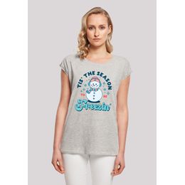 T-Shirt F4NT4STIC "Tis The Season to Be Freezin Winter", Damen, Gr. 4XL, grau (erdgrau), Obermaterial: 100% Baumwolle, regular fit, Rundhals, ohne Bündchen, Shirts, Premium Qualität