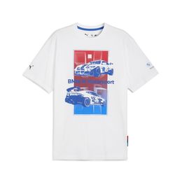 T-Shirt Puma "BMW M Motorsport Block T-Shirt Herren", Herren, Gr. XL, weiß, Obermaterial: 100% Baumwolle; Rippe: 71% Baumwolle, 29% Polyester, bedruckt, relaxed fit, Rundhals, Shirts