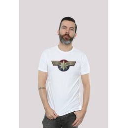 T-Shirt F4NT4STIC "Marvel Captain Marvel Chest Emblem", Herren, Gr. L, weiß, Obermaterial: 100% Baumwolle, regular fit, Rundhals, ohne Bündchen, Shirts, Print