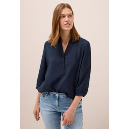 Longbluse Cecil, Damen, Gr. L (42), blau (urban dunkelblau), Stoff, 84% Modal, 16% Polyester, unifarben, normal lang, V-Ausschnitt, B&uuml;ndchen, Blusen Longbluse, mit 3/4 &Auml;rmeln