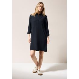 Blusenkleid Cecil, Damen, Gr. XL44, US-Größen, blau (universal blau), Stoff, 55% Polyester, 44% Viskose, 1% Elasthan, unifarben, comfort fit kniefrei, V-Ausschnitt, Bündchen, Kleider, mit Knopfleiste