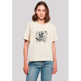 T-Shirt F4NT4STIC "Skelettpaar tanzt mit Band", Damen, Gr. L, wei&szlig; (sandwei&szlig;), Obermaterial: 100% Baumwolle, oversize, Rundhals, ohne B&uuml;ndchen, Shirts T-Shirt, Premium Qualit&auml;t