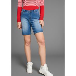 Jeansbermudas Kangaroos, Damen, Gr. 42, N-Gr, blau (blau used), Denim/Jeans, Obermaterial: 80% Baumwolle, 18% Polyester, 2% Elasthan, kurz, Jeans, High Waist