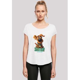 T-Shirt F4NT4STIC "Long Cut T-Shirt 'Scooby Doo Puppy Scooby'", Damen, Gr. L, wei&szlig;, Obermaterial: 100% Baumwolle, regular fit, Rundhals, ohne B&uuml;ndchen, Shirts T-Shirt, Damen,Premium Merch,Lang,Longshirt,Bedruckt