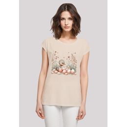 T-Shirt F4NT4STIC "Ente Ostereier Blumen Küken", Damen, Gr. 4XL, weiß (sandweiß), Obermaterial: 100% Baumwolle, regular fit, Rundhals, ohne Bündchen, Shirts T-Shirt, Premium Qualität