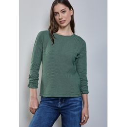 3/4-Arm-Shirt Street One, Damen, Gr. 34, gr&uuml;n (gentle gr&uuml;n), Web, 95% Baumwolle, 5% Elasthan, gestreift, normal normal, U-Boot-Ausschnitt, B&uuml;ndchen, Shirts 3/4-Arm-Shirt, mit U-Boot-Ausschnitt