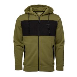Sweatjacke Stooker Men "STEWART Sweatjacke French Terry mit Kapuze", Herren, Gr. XXL, grün colorblock, angeraute Sweatware, 60% Baumwolle, 40% Polyester, regular fit, Sweatjacken, Regular Fit Casual Sweat für Herren