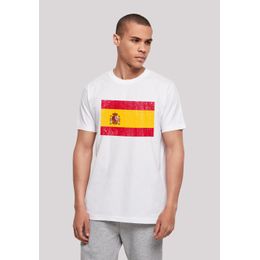 T-Shirt F4NT4STIC "Spanien Flagge Spain distressed", Damen, Gr. S, wei&szlig;, Obermaterial: 100% Baumwolle, regular fit, Rundhals, ohne B&uuml;ndchen, Shirts T-Shirt, Print