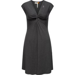 Jerseykleid Ragwear "Comfrey Solid", Damen, Gr. XXL (44), Normalgrößen, schwarz, Material: 48% Viskose, 47% Polyester, 5% Elasthan, figurumspielend knieumspielend, tiefer V-Ausschnitt, weit normaler Saum, Kleider, stylisches Sommerkleid mit tiefem V-Ausschnitt