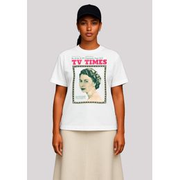 T-Shirt F4NT4STIC "TV Times Queen Elizabeth II 1957 Cover", Damen, Gr. L, weiß (off, weiß), Obermaterial: 100% Baumwolle, oversize, Rundhals, ohne Bündchen, Shirts, Premium Qualität