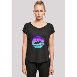 T-Shirt F4NT4STIC "Retro Alien Weltraum Sonnenuntergang", Damen, Gr. L, schwarz, Obermaterial: 100% Baumwolle, regular fit, Rundhals, ohne Bündchen, Shirts T-Shirt, Premium Qualität