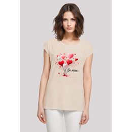 T-Shirt F4NT4STIC "Herzbaum Be Mine", Damen, Gr. 4XL, weiß (sandweiß), Obermaterial: 100% Baumwolle, regular fit, Rundhals, ohne Bündchen, Shirts, Premium Qualität