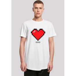 T-Shirt F4NT4STIC "Pixel Herz Good Vibes Happy People", Herren, Gr. M, weiß, Obermaterial: 100% Baumwolle, regular fit, Rundhals, ohne Bündchen, Shirts, Print