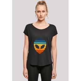 T-Shirt F4NT4STIC "Alien Sonnenuntergang Retro", Damen, Gr. L, schwarz, Obermaterial: 100% Baumwolle, regular fit, Rundhals, ohne Bündchen, Shirts T-Shirt, Premium Qualität