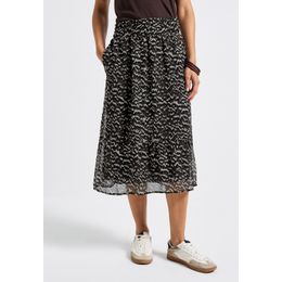 Maxirock Street One, Damen, Gr. 46, braun (deep roast braun), Stoff, Obermaterial: 100% Polyester; Unterrock 100% Modal, gemustert, normal wadenlang, R&ouml;cke Maxirock, mit Grafikmuster