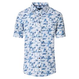 Kurzarmhemd Casamoda "Casamoda Freizeithemd Kurzarm Print", Herren, Gr. L, Normalgrößen, blau, 100% Baumwolle, bedruckt, comfort fit, Hemden