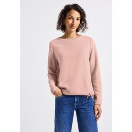 Sweatshirt Street One, Damen, Gr. 34, rosa (faded rose), Sweatware, 65% Baumwolle, 35% Polyester, unifarben, normal, Rundhals, abgesteppt, Sweatshirts Sweatshirt, mit Tunnelzug am Saum