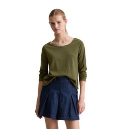 Marc O'Polo Langarmshirt MARC O'POLO DENIM "aus Organic Cotton", Damen, Gr. S, gr&uuml;n (slate gr&uuml;n), Obermaterial: 100% Baumwolle, unifarben, Basic, skinny fit, Rundhals, Shirts Langarmshirt