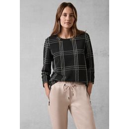 3/4-Arm-Shirt Cecil, Damen, Gr. L (42), schwarz, Stoff, 55% Polyester, 25% Baumwolle, 15% Viskose, 5% Elasthan, bedruckt, normal normal, Rundhals, normaler Saum, Shirts 3/4-Arm-Shirt, aus softem Materialmix