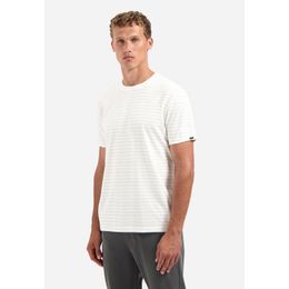 T-Shirt NO EXCESS "NO EXCESS Gestreiftes T-Shirt", Herren, Gr. L, sanftes wei&szlig;, 96% Baumwolle, 4% Polyester, Shirts T-Shirt