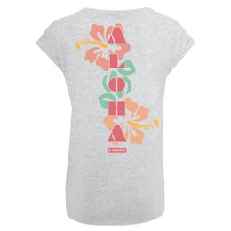 T-Shirt F4NT4STIC "PLUS SIZE Aloha", Damen, Gr. 4XL, grau (erdgrau), Obermaterial: 100% Baumwolle, regular fit, Rundhals, ohne Bündchen, Shirts, Print