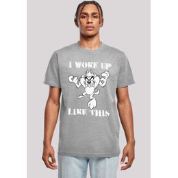 T-Shirt F4NT4STIC "Looney Tunes Taz I Woke Up Like This", Herren, Gr. L, grau (erdgrau), Obermaterial: 100% Baumwolle, regular fit, Rundhals, ohne B&uuml;ndchen, Shirts T-Shirt, Print
