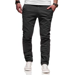 Chinohose behype "Heritage", Herren, Gr. 33, Länge 34, grau (dunkelgrau), 98% Baumwolle, 2% Elasthan, Hosen, im Slim -Fit-Schnitt