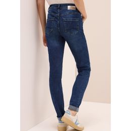 Slim-fit-Jeans Cecil, Damen, Gr. 29, Länge 34, blau (mid blau used wash), Jeans, 78% Baumwolle, 20% Polyester, 2% Elasthan, unifarben, lang, Jeans, High Waist