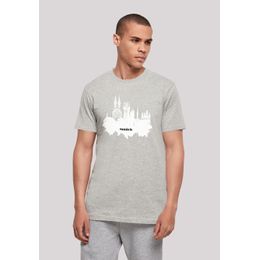 T-Shirt F4NT4STIC "Cities Collection - Munich skyline", Damen, Gr. L, grau (erdgrau), Obermaterial: 100% Baumwolle, regular fit, Rundhals, ohne Bündchen, Shirts T-Shirt, Print