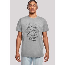 T-Shirt F4NT4STIC "Winnie Puuh Der Bär Collage Sketch", Herren, Gr. L, grau (erdgrau), Obermaterial: 100% Baumwolle, regular fit, Rundhals, ohne Bündchen, Shirts, Print