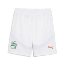 Sporthose Puma "Elfenbeinküste 2025 Shorts Herren", Damen, Gr. L, Normalgrößen, weiß (weiß schwarz myrtle grün), Obermaterial: 100% Polyester, colorblocking, regular fit, Hosen