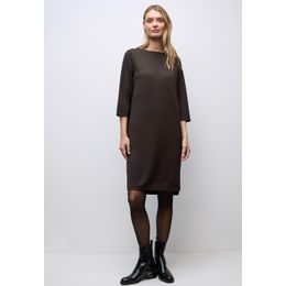Sweatkleid Street One, Damen, Gr. 34, EURO-Größen, deep roast braun, Stoff, 47% Polyester, 45% Viskose, 8% Elasthan, unifarben, normal kniefrei, Rundhals, abgesteppt, Kleider, knielang