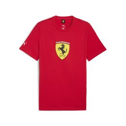 T-Shirt Puma "Scuderia Ferrari Sportswear Coloured Shield T-Shirt Herren", Herren, Gr. S, rot (rosso corsa rot), Obermaterial: 100% Baumwolle; Rippe: 25% Polyester, 75% Baumwolle, regular fit, Rundhals, Shirts T-Shirt