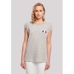 T-Shirt F4NT4STIC "France Frankreich Flagge Fahne", Damen, Gr. XL, grau (erdgrau), Obermaterial: 100% Baumwolle, regular fit, Rundhals, ohne B&uuml;ndchen, Shirts T-Shirt, Print