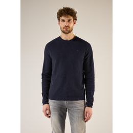 Rundhalspullover Street One MEN, Herren, Gr. 3XL (48), blau (night blau), Web, 100% Baumwolle, unifarben, normal normal, Rundhals, Bündchen, Pullover Rundhalspullover, mit Struktur