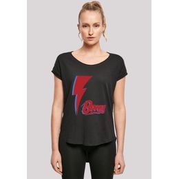 T-Shirt F4NT4STIC "David Bowie Red Bolt", Damen, Gr. L, schwarz, Obermaterial: 100% Baumwolle, regular fit, Rundhals, ohne Bündchen, Shirts, Print