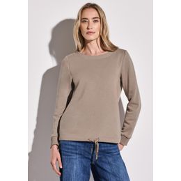 Sweatshirt Street One, Damen, Gr. 34, beige (light mocha beige), Sweatware, 60% Baumwolle, 40% Polyester, unifarben, gerade, Rundhals, B&uuml;ndchen, Sweatshirts Sweatshirt, im soften Baumwoll-Mix